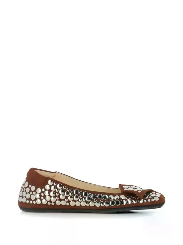 DOVE NUOTANO GLI SQUALI Embellished Suede Ballet Flats - Brown