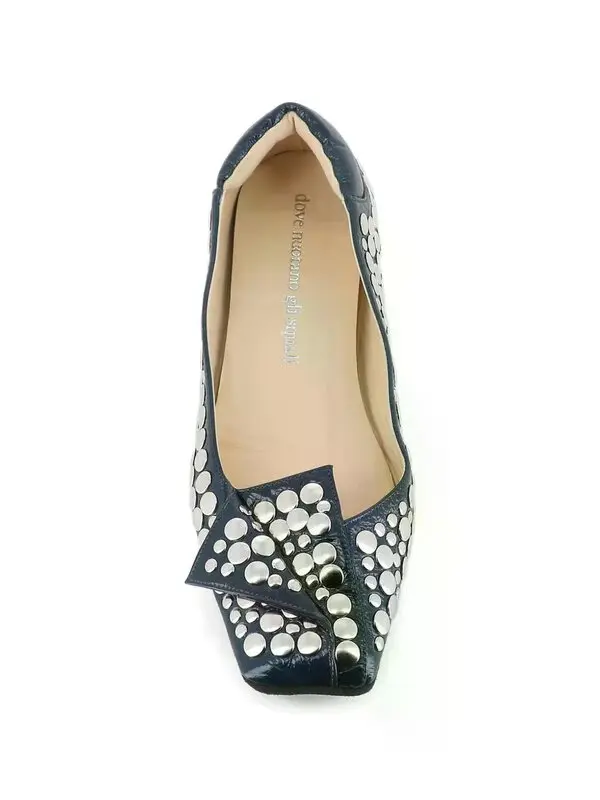 DOVE NUOTANO GLI SQUALI Stud-embellished Leather Ballet Flats