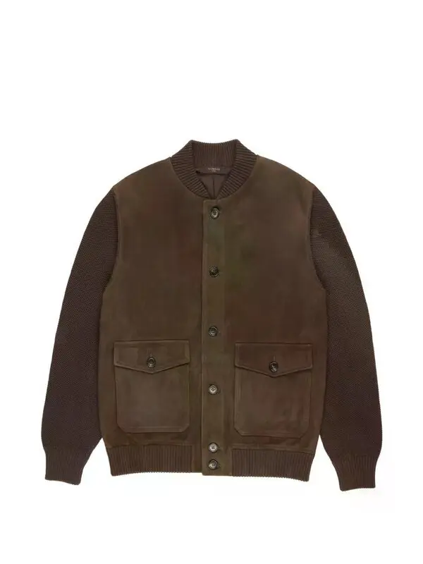 SLOWEAR Suede Panelled Bomber Jacket