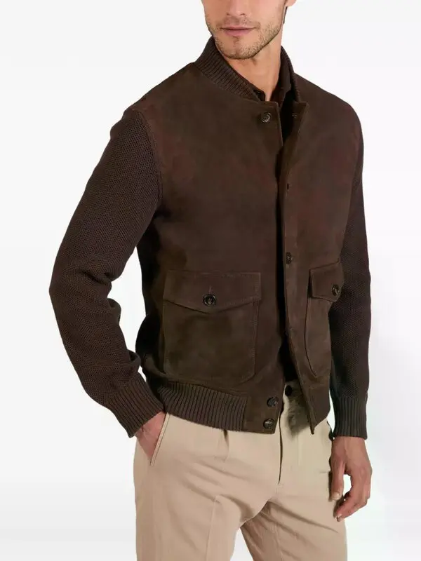 SLOWEAR Suede Panelled Bomber Jacket