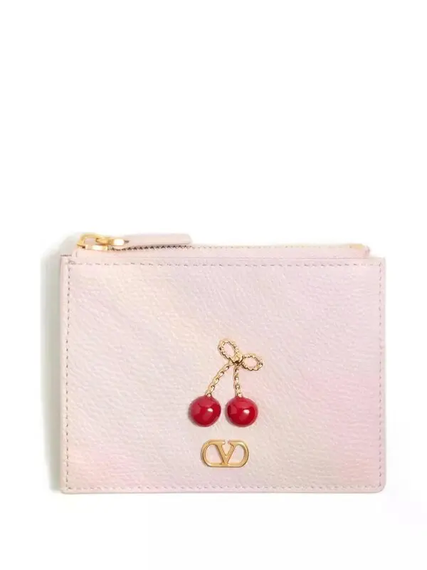 Valentino Garavani Cherryfic Grainy Calfskin Cardholder - Pink
