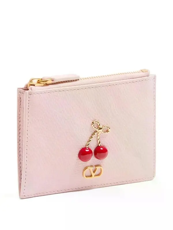 Valentino Garavani Cherryfic Grainy Calfskin Cardholder - Pink