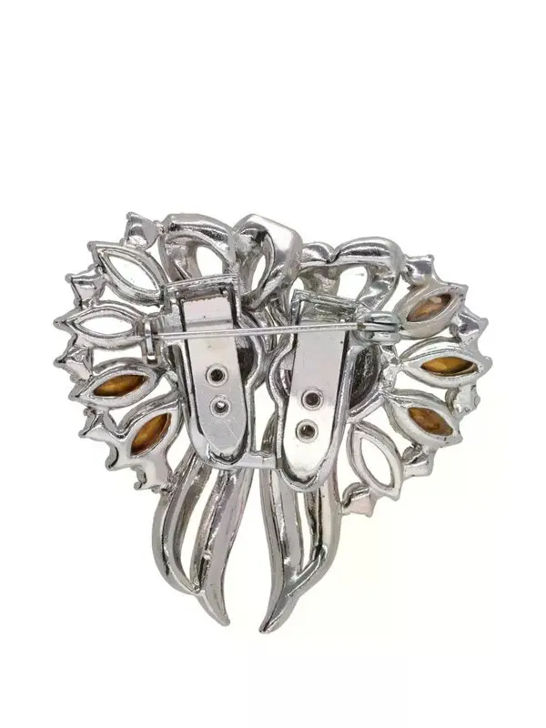 Vintage Crystal-embellished Floral-motif Brooch