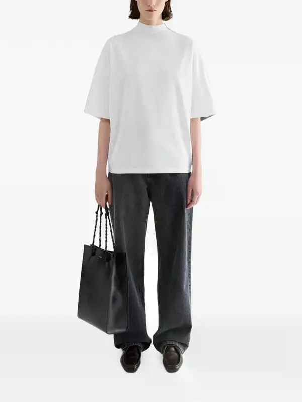 JIL SANDER Mock Neck Boxy-fit T-shirt - White