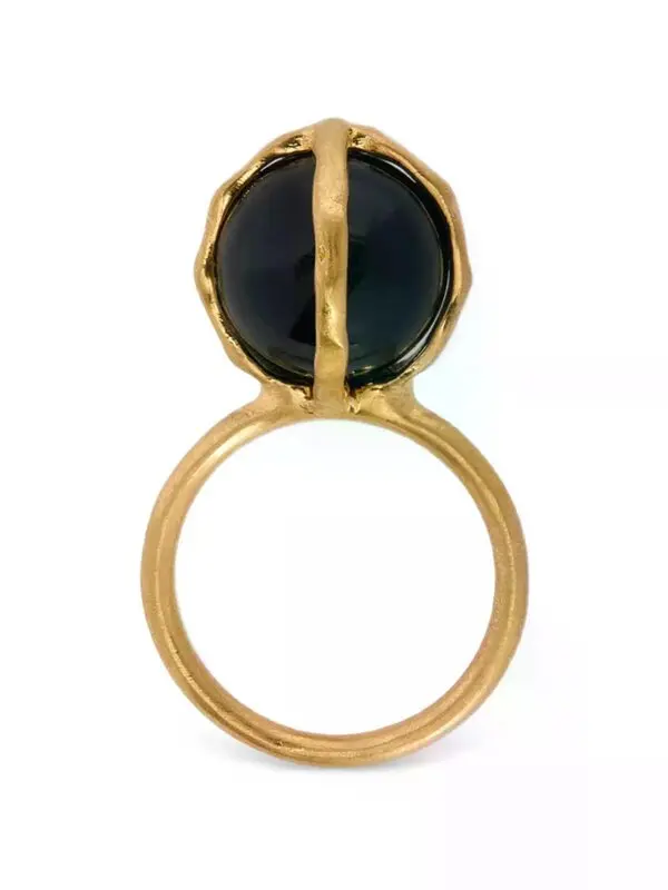 JIL SANDER Onyx Embellished Handcrafted Ring - Black