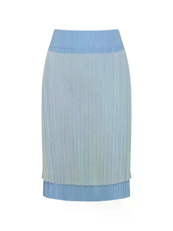 JUUKIFF Layered-effect Ribbed-knit Skirt - Blue
