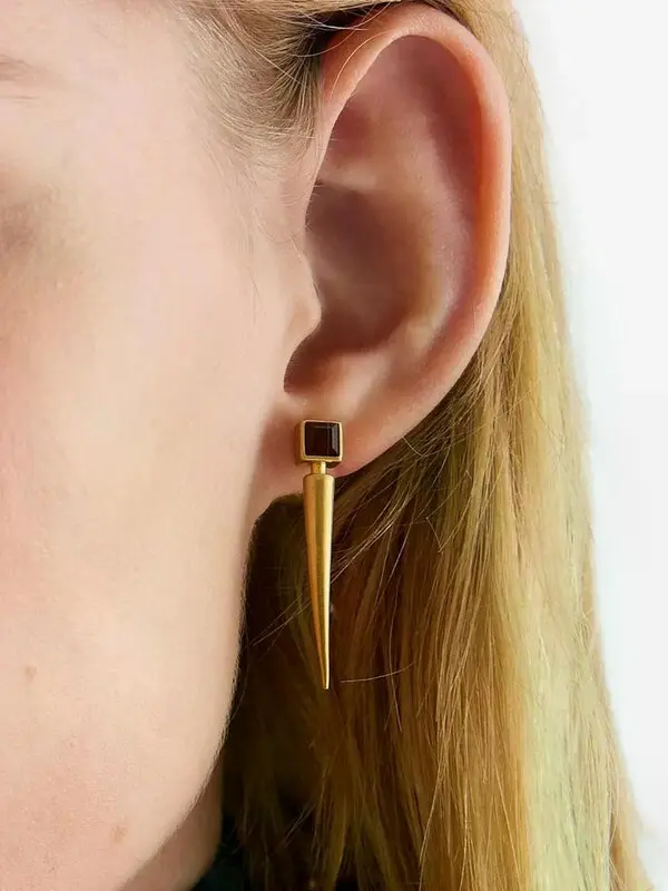 JIL SANDER Garnet Embellished Pointed Earrings