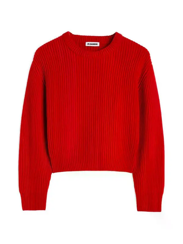 JIL SANDER Cropped Ribbed-knit Sweater - Red