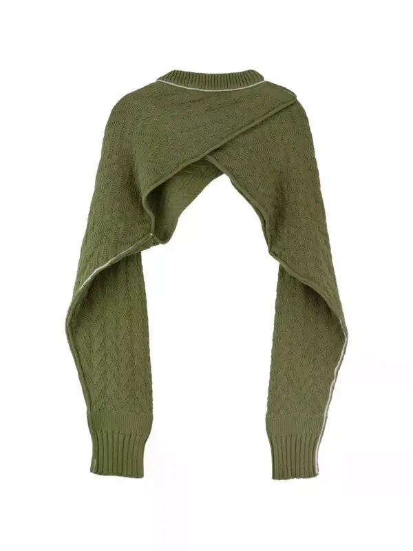 SONIA CARRASCO Cable Knit Cropped Sweater