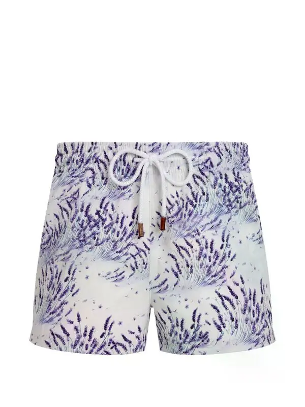 Vilebrequin Lavender Print Drawstring Swim Shorts - White