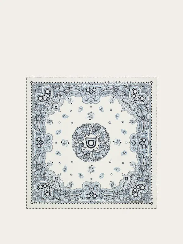 FERRAGAMO Arabesque Print Silk Scarf - Blue
