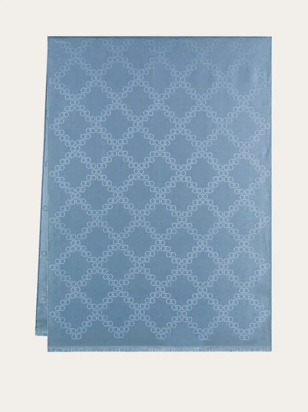 FERRAGAMO Gancini Jacquard Stole - Blue