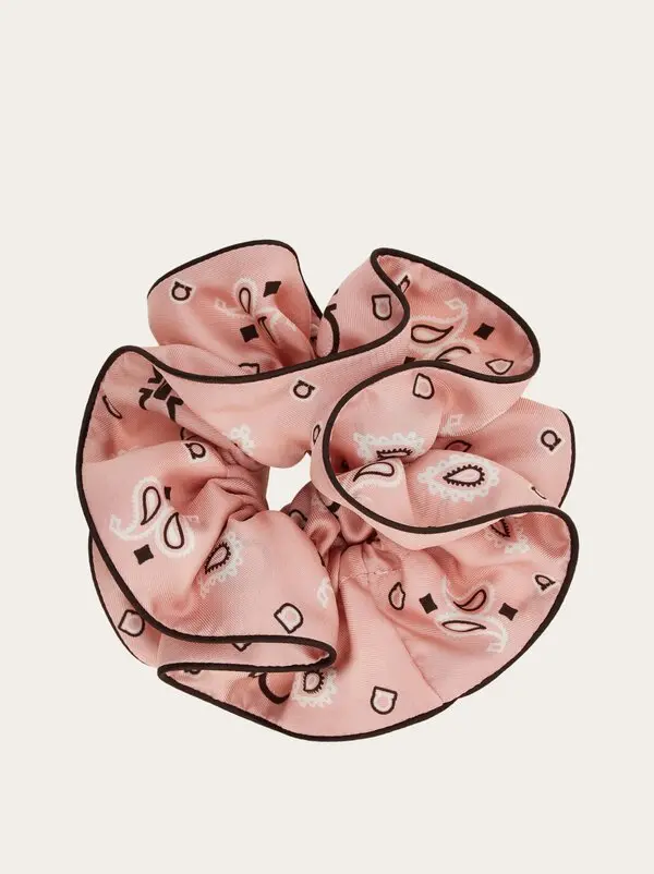 FERRAGAMO Silk Scrunchie With Arabesque Print - Pink