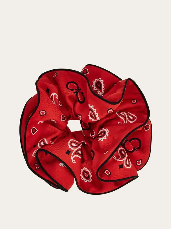FERRAGAMO Silk Scrunchie With Arabesque Print - Red