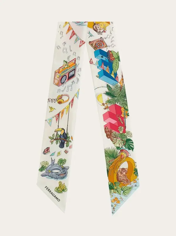 FERRAGAMO Silk Mini Bandeau With Jungle Party Print - Multicolor
