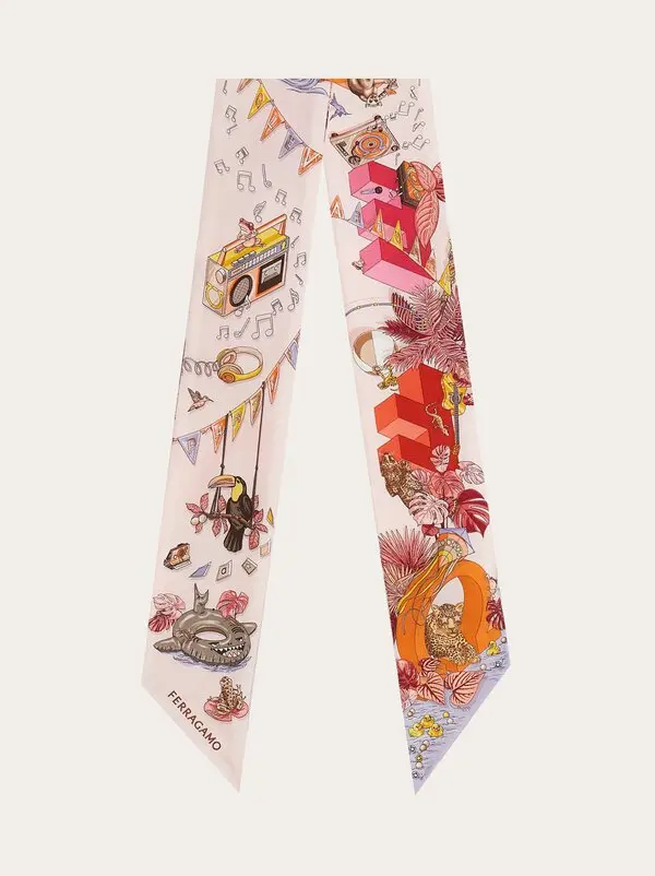 FERRAGAMO Silk Mini Bandeau With Jungle Party Print - Pink
