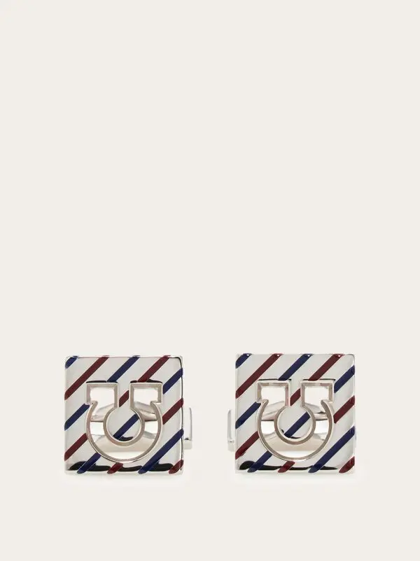 FERRAGAMO Square Gancini Cufflinks - Red