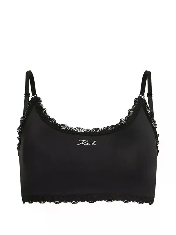 Karl Lagerfeld Lace-trim Bralette - Black
