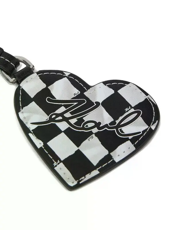 Karl Lagerfeld Checkered-heart Mirror Keychain