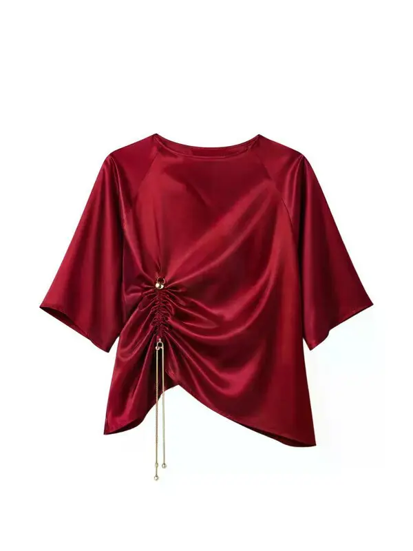 DANAMÉ Ruched Satin Blouse
