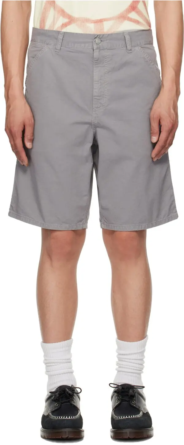 Carhartt Work In Progress Grey Logo Patch Low-rise Shorts