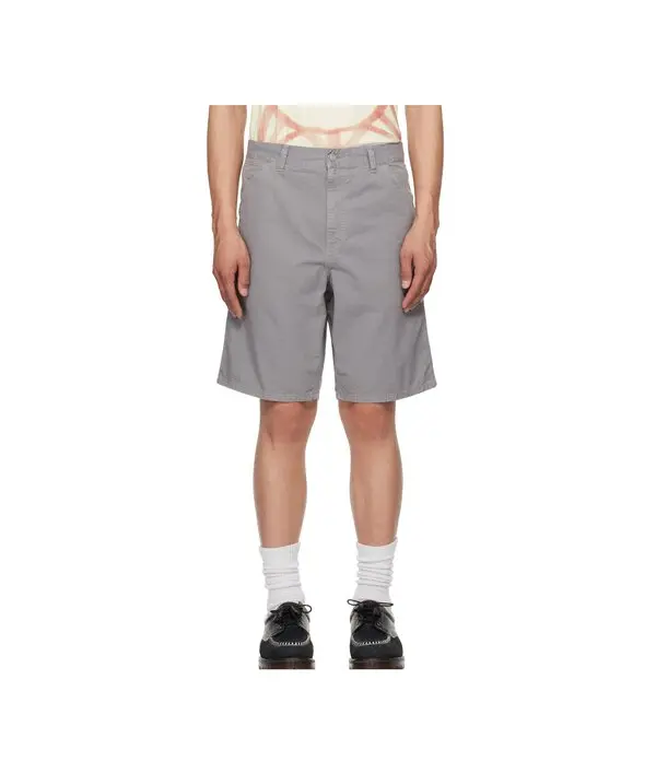 Carhartt Work In Progress Grey Logo Patch Low-rise Shorts
