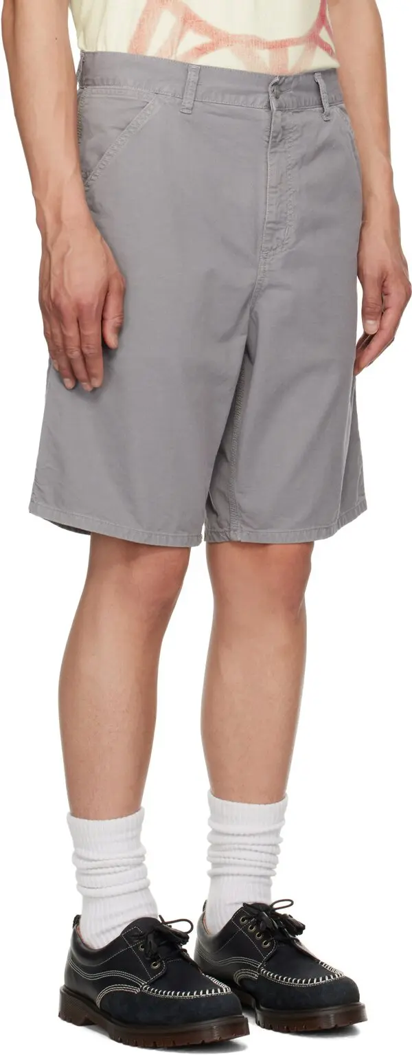 Carhartt Work In Progress Grey Logo Patch Low-rise Shorts