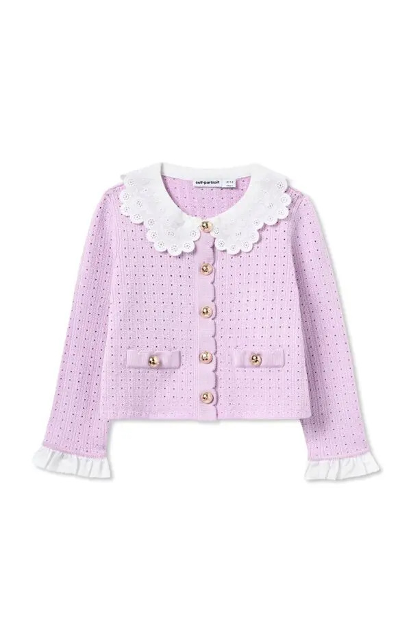 SELF-PORTRAIT Lace Collar Button Cardigan
