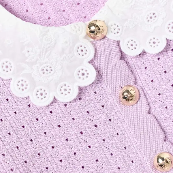 SELF-PORTRAIT Lace Collar Button Cardigan