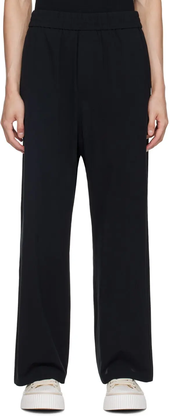 Ami Elastic Waist Logo Plaque Pants