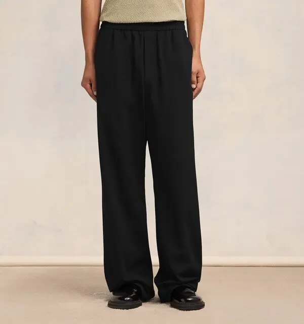 Ami Elastic Waist Logo Plaque Pants