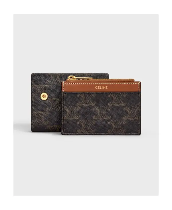Celine Compact Wallet Triomphe In Triomphe Canvas