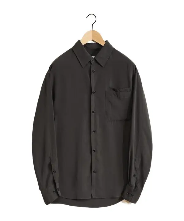 LEMAIRE Long-sleeved Button-up Shirt - Black Espresso
