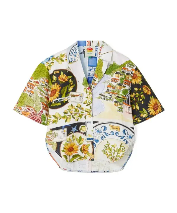 Farm Rio Short Sleeve Shirt With Flower-shaped Buttons