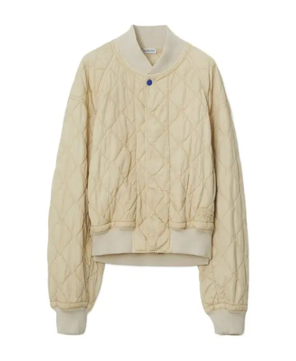 Burberry Quilted Buttoned Bomber Jacket - Nude