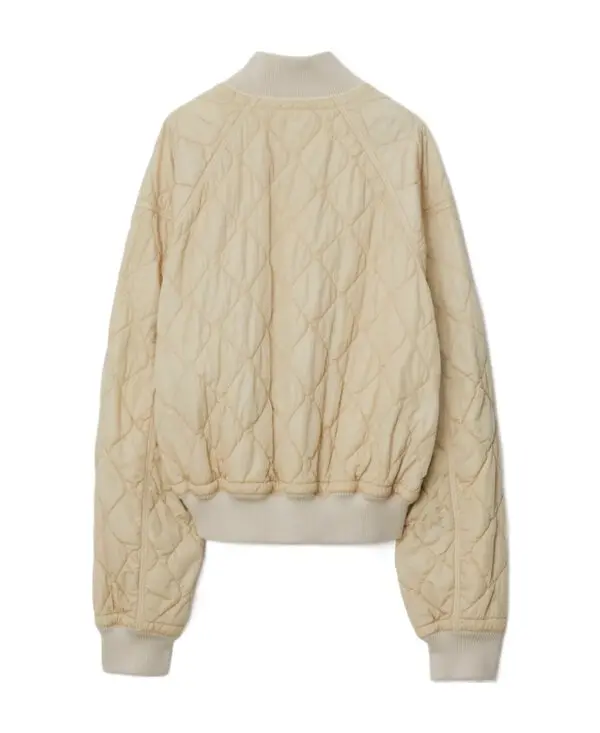 Burberry Quilted Buttoned Bomber Jacket - Nude