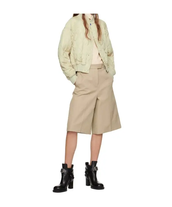 Burberry Quilted Buttoned Bomber Jacket - Nude