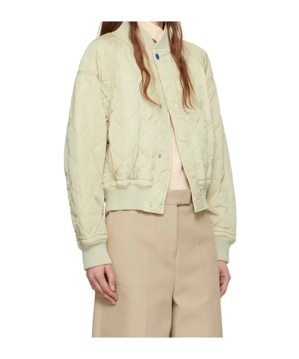 Burberry Quilted Buttoned Bomber Jacket - Nude