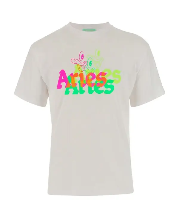 Aries Logo Printed Crewneck T-shirt