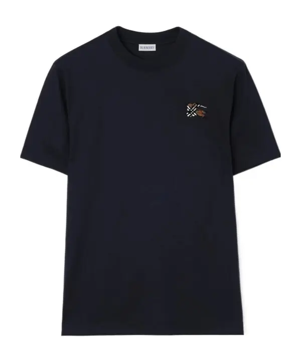 Burberry Logo Detailed Crewneck T-shirt - Navy Blue