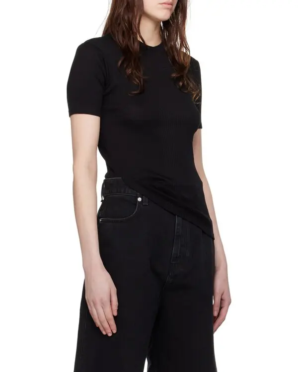 LOULOU STUDIO Ribbed Short Sleeve T-shirt With Logo Embroidery