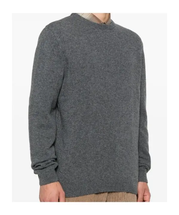 Barbour Long-sleeved Crew Neck Sweater With Tartan Elbow Patches