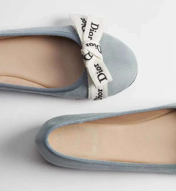 Dior J'a Ballet Flat With Bow Detailing - Sky Blue