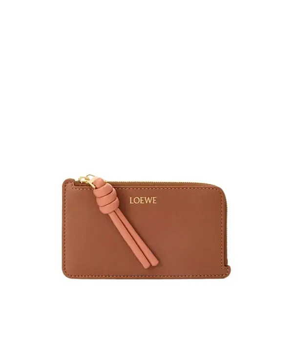 Loewe Knot Coin Cardholder In Shiny Nappa Calfskin - Brown