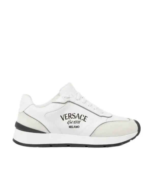 Versace Milano Round-toe Lace-up Sneakers - White