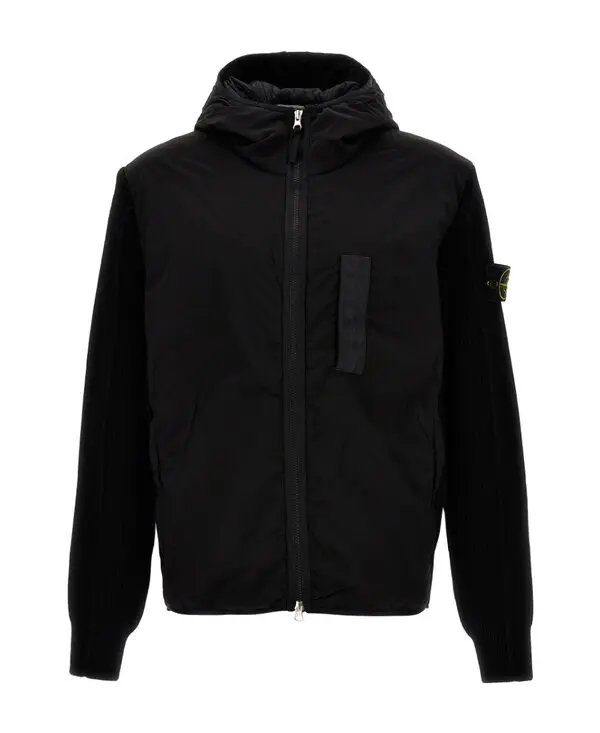 Stone Island Logo Patch Zip-up Hooded Jacket