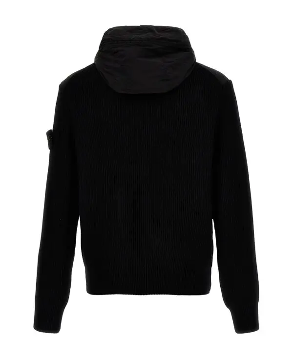 Stone Island Logo Patch Zip-up Hooded Jacket