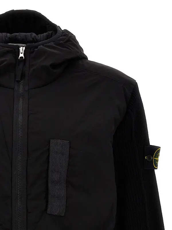 Stone Island Logo Patch Zip-up Hooded Jacket