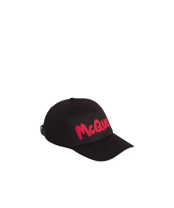 Alexander McQueen Graffiti Logo Baseball Cap - Black