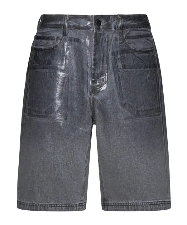 44 LABEL GROUP Metallic Finish Denim Shorts